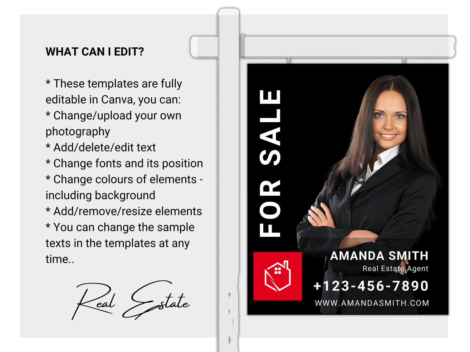 Real Estate Agent Yard Sign, Yard Sign Template, for Sale Yard Sign ...