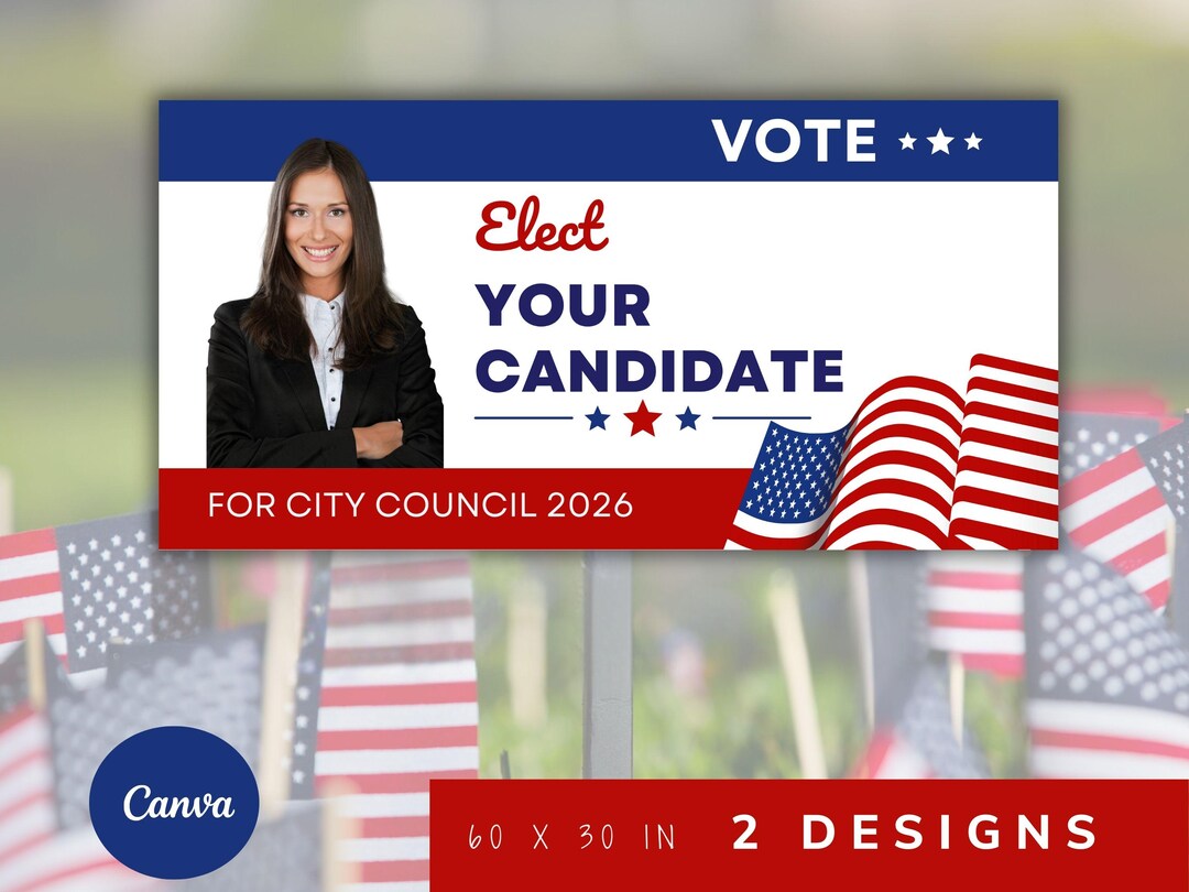 Political Campaign Yard Sign Canva Template (60 X 30in) - Etsy