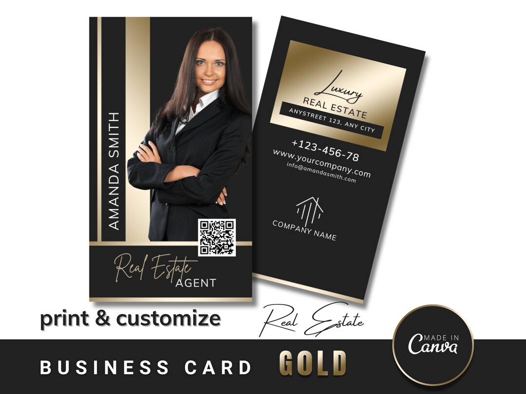 Gold Realtor Business Card: Elegant Real Estate Branding (canva ...