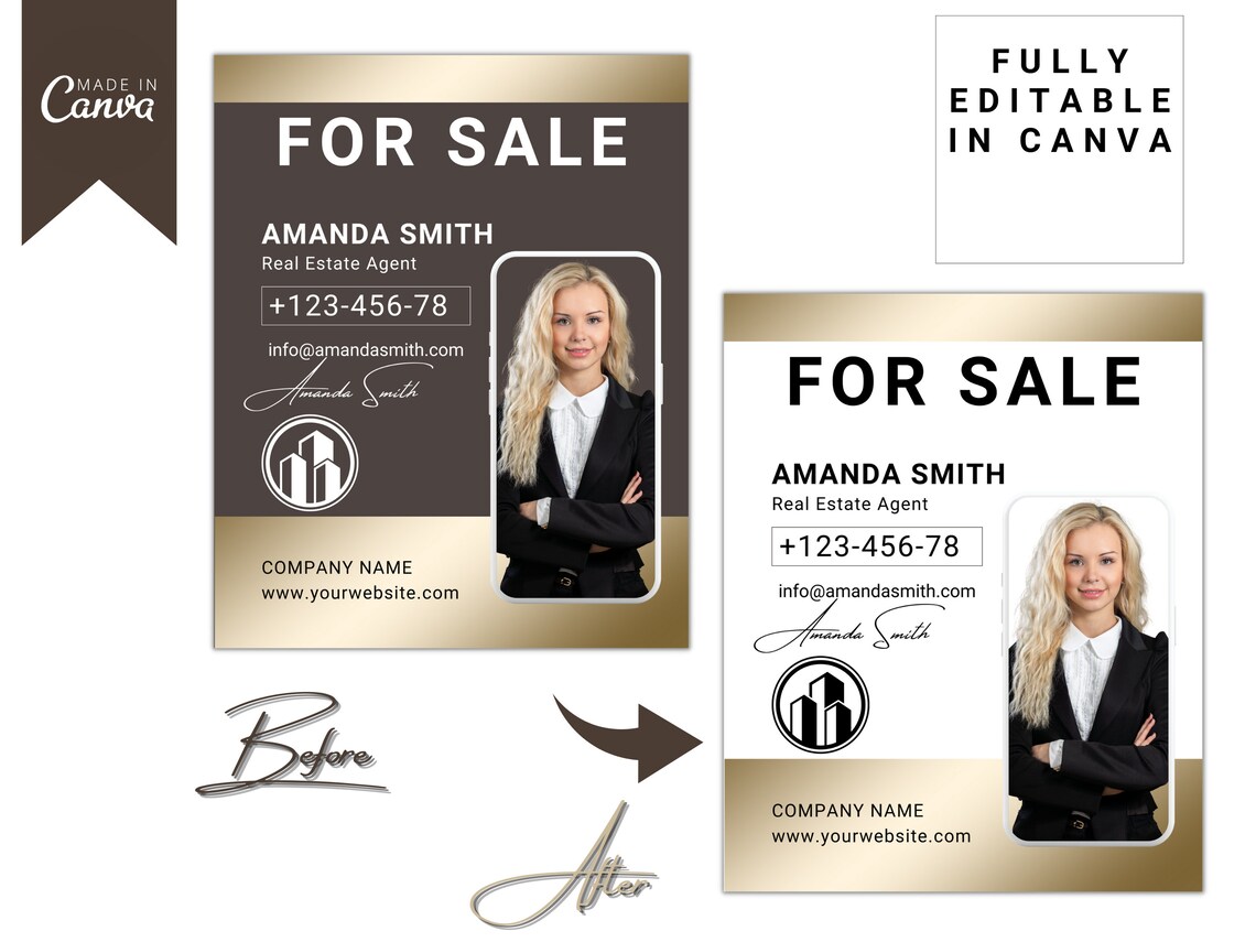 Real Estate Agent Yard Sign, Yard Sign Template, for Sale Yard Sign ...