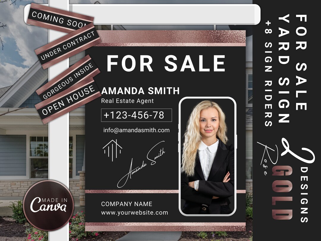 Real Estate Agent Yard Sign, Yard Sign Template, for Sale Yard Sign ...