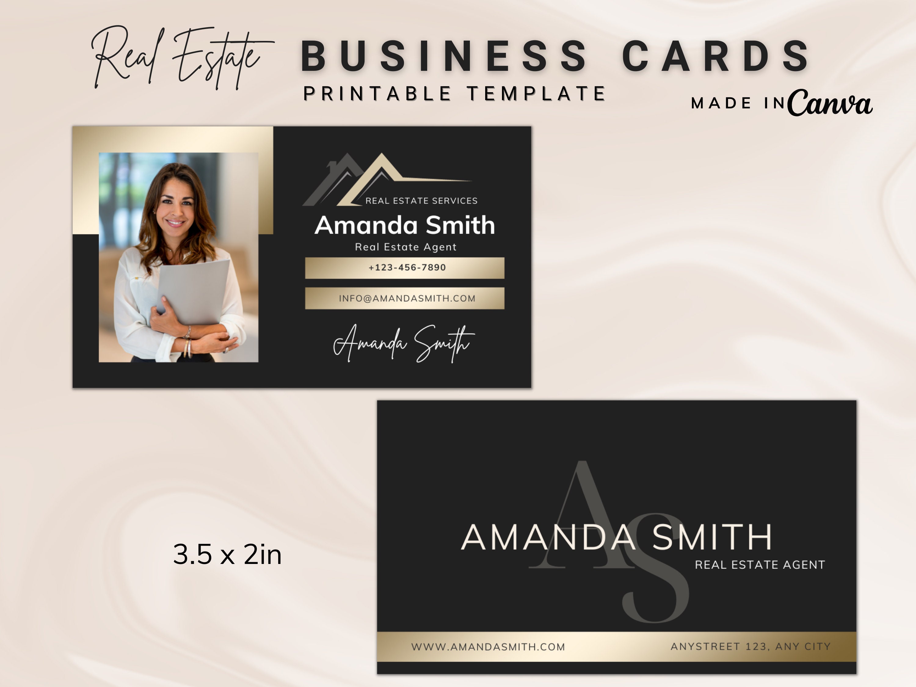 Real Estate Business Card, Business Card Template, Download and Print ...