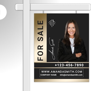 Gold & Black Real Estate Sign Template, Custom Realtor Marketing (canva ...