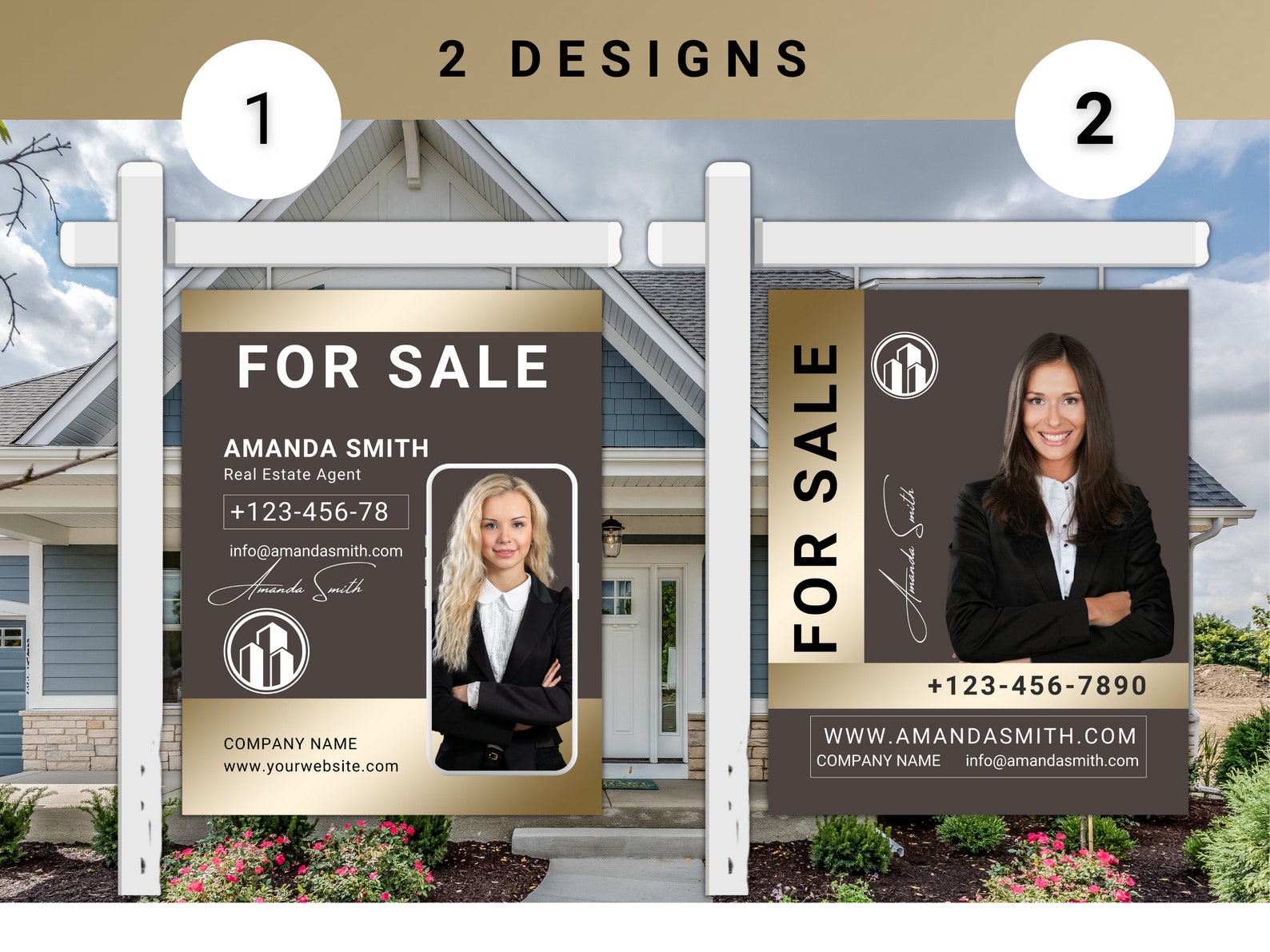 Gold Real Estate Yard Sign Template: Modern Realtor Design (canva) - Etsy