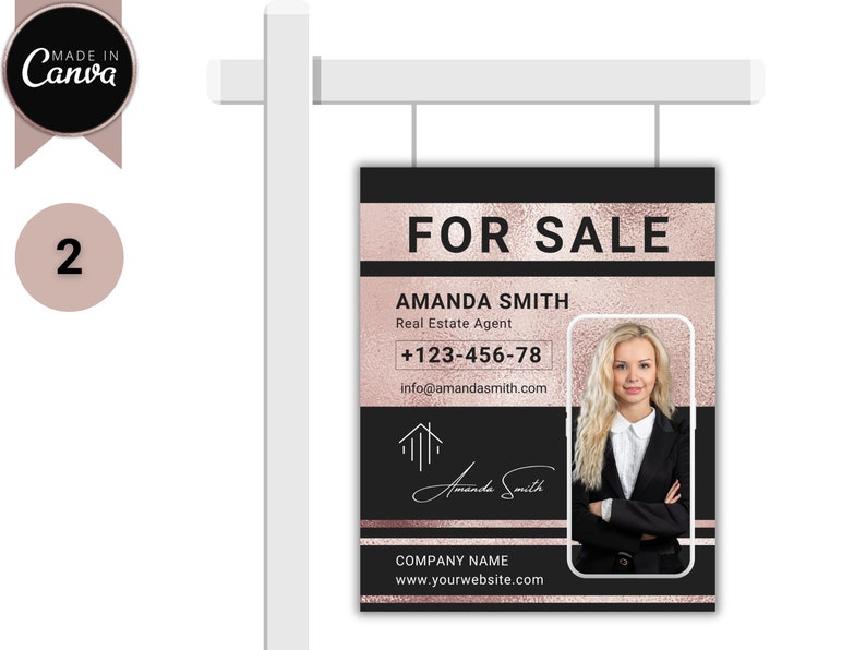 Rose Gold Realtor Yard Sign, Real Estate Agent Yard Sign, Yard Sign ...