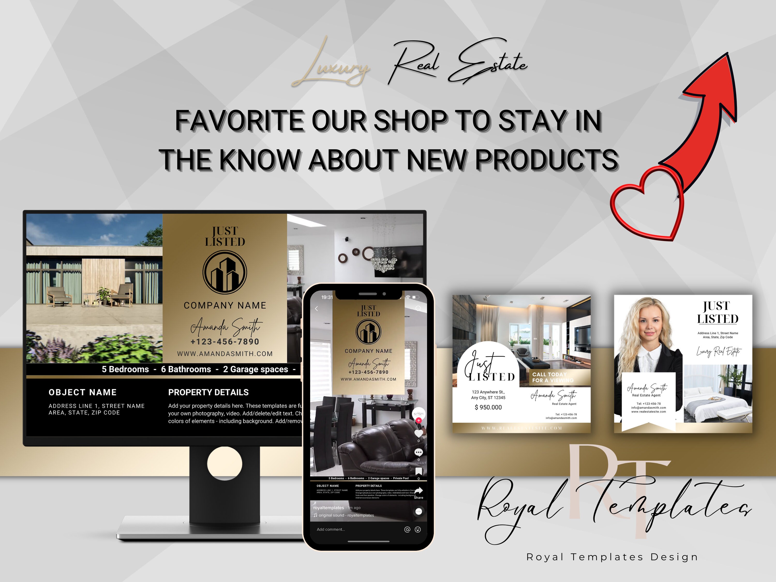 Gold Realtor Facebook Covers Template Editable Facebook Cover Facebook ...