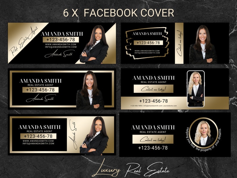 Gold Realtor Facebook Covers Template Editable Facebook Cover Facebook ...