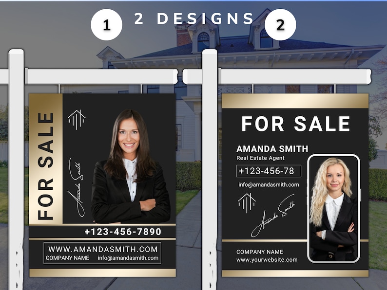 Gold & Black Real Estate Sign Template, Custom Realtor Marketing (canva ...