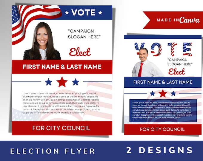 Political Campaign Flyer Template: Editable Vote Design (canva) - Etsy