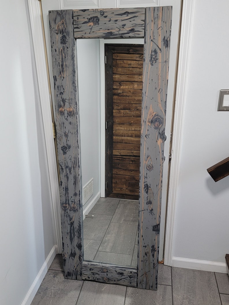 Rustic Distressed Wood Full Length Mirror - Etsy