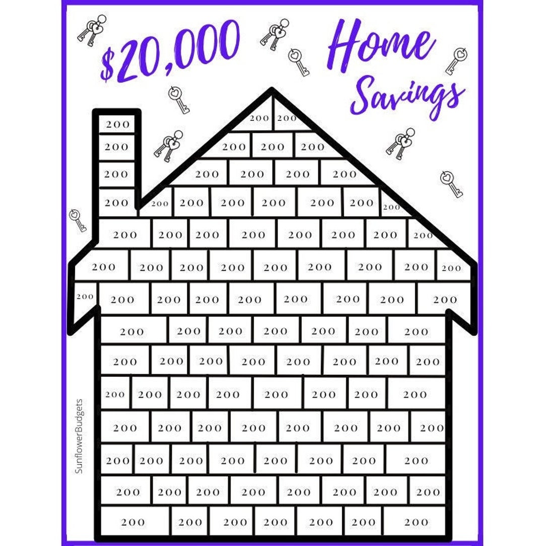 Home Savings Challenge, Printable - Etsy