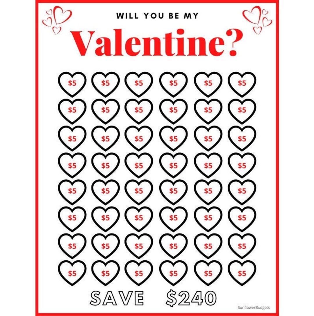 Valentine's Day Savings Challenge, Printable - Etsy
