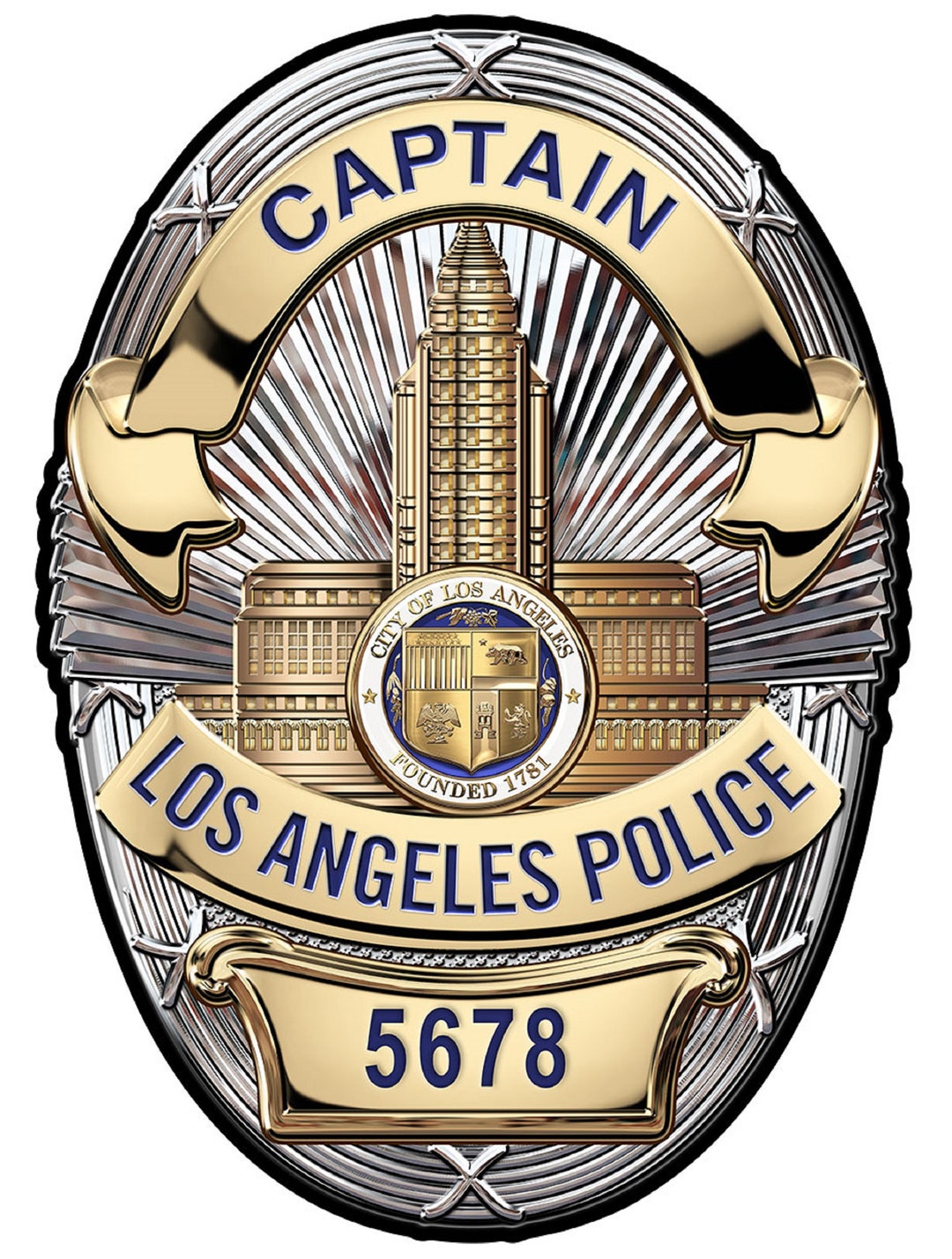 Los Angeles (captain) Department Officer's Badge All Metal Sign With ...