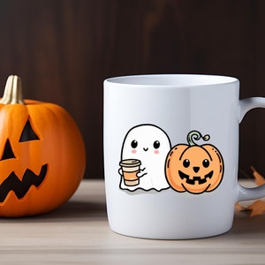 Ghost Pumpkin Coffee Clip Art - Halloween PNG, Spooky Digital Download ...