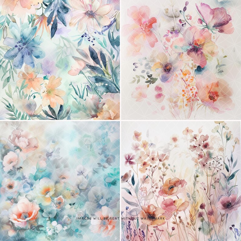Digital Papers Floral Paper Commercial Use Floral Backgrounds Printable ...