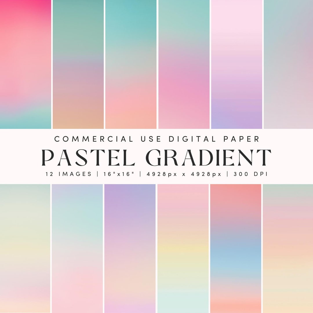 Pastel Gradient Digital Paper Pack, Scrapbooking Backgrounds, Ombre ...