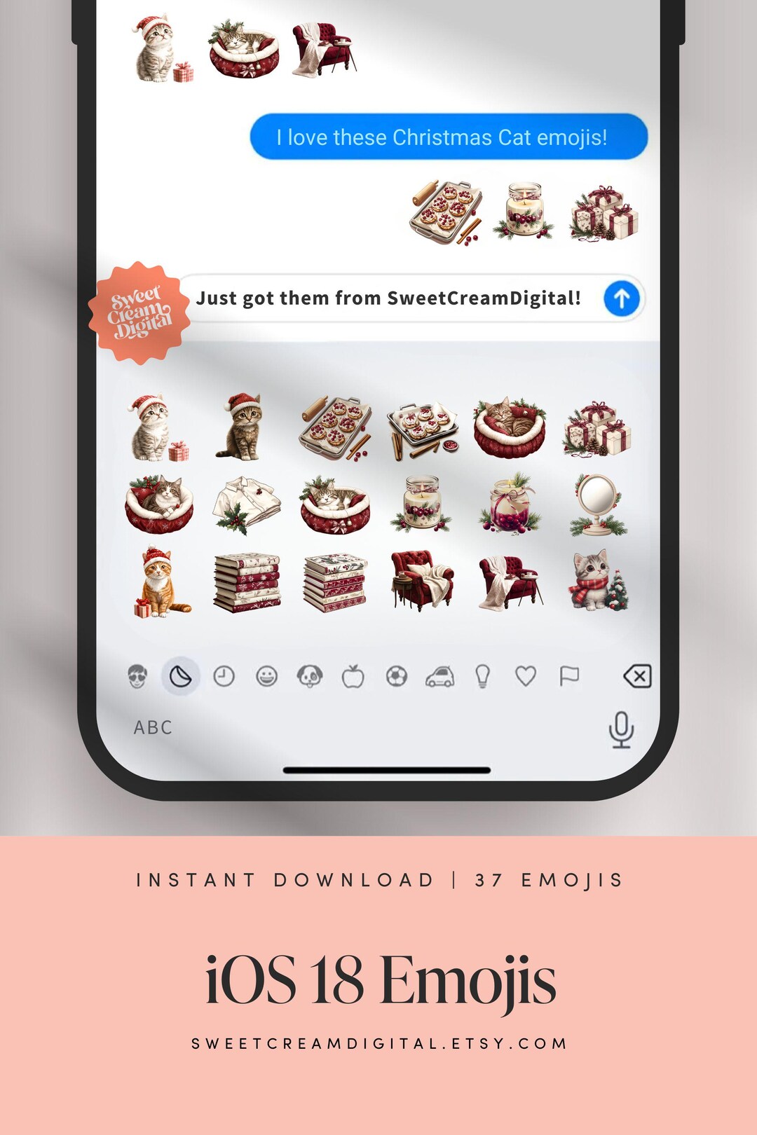 Ios18 Emojis Cat Digital Stickers for iPhone Cute Emoji Designs Instant ...