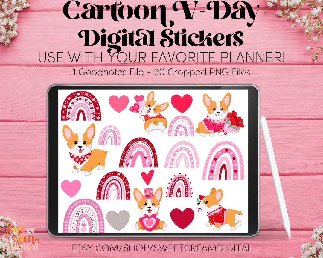 Valentine's Day Digital Stickers & PNG for Goodnotes and Notability ...