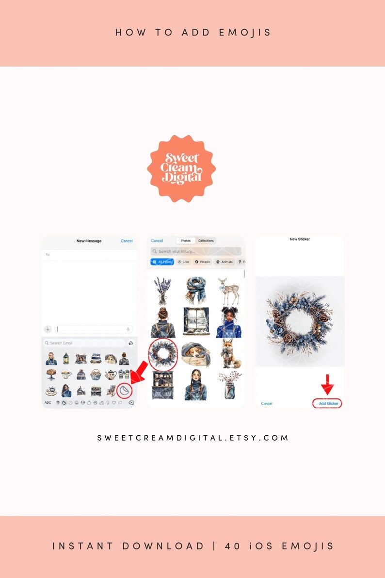 Ios18 Emojis Nordic Christmas Digital Stickers Cute Ios Emoji Designs ...