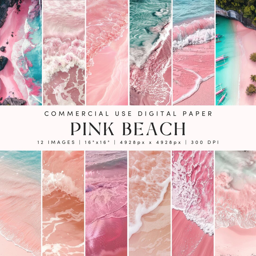 Pink Beach Digital Paper for Scrapbooking & Digital Backgrounds ...