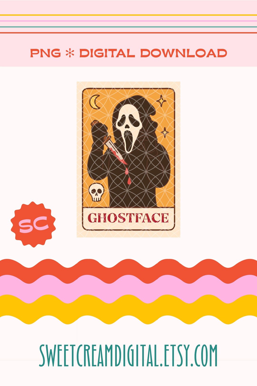 Ghostface Tarot Card PNG: Scream Movie Halloween Clipart (digital ...