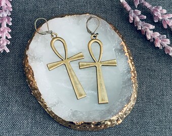 Large Silver Ankh Earrings - Etsy