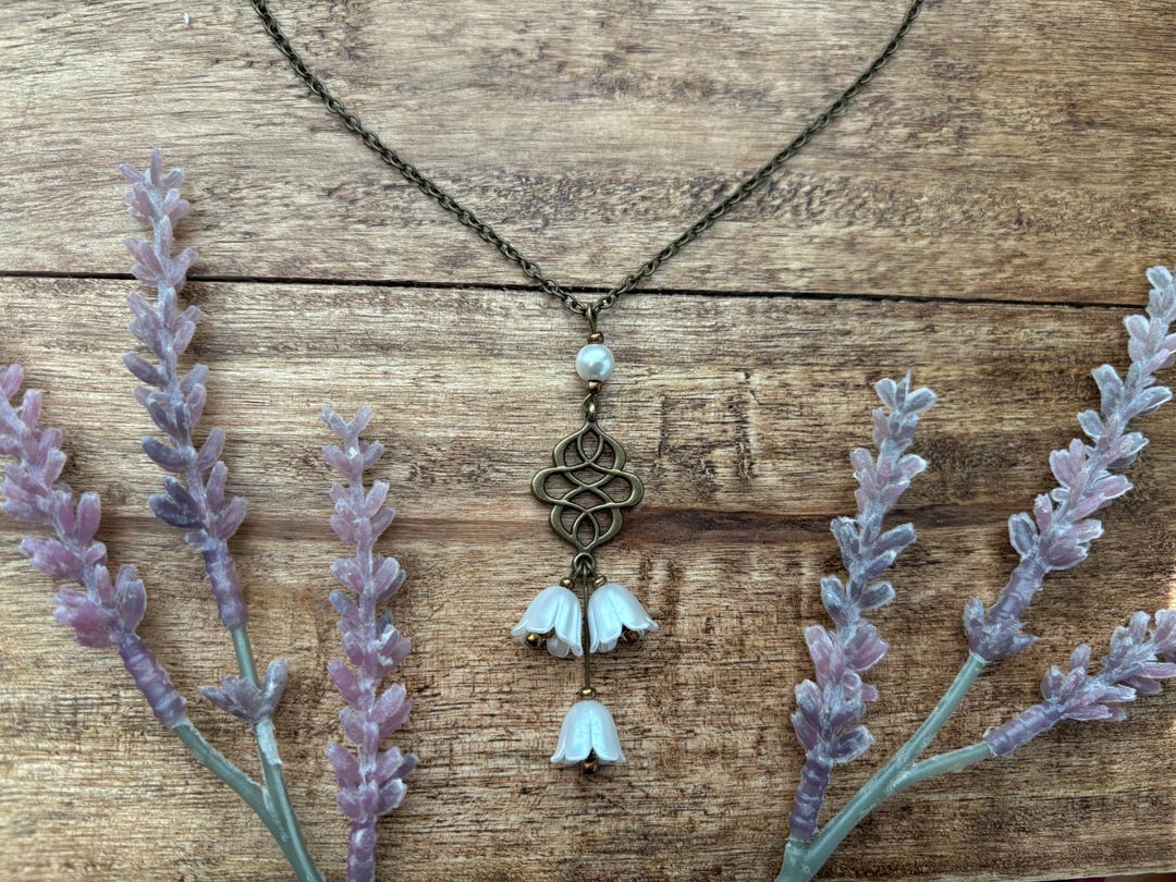 Whimsigoth Bronze Floral Lily of the Valley Chandelier Necklace ...