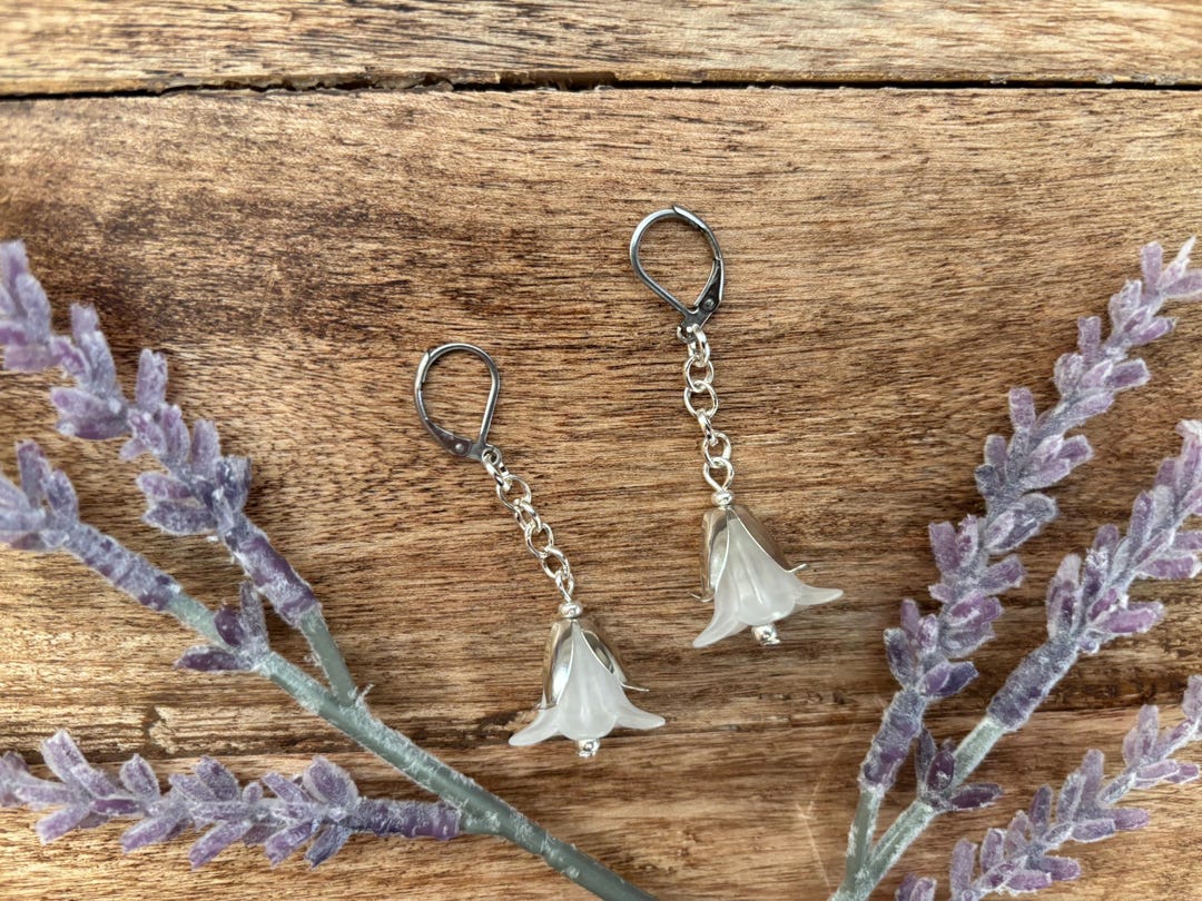 Whimsigoth Frosted White Trumpet Flower Chandelier Earrings | Whimsy ...