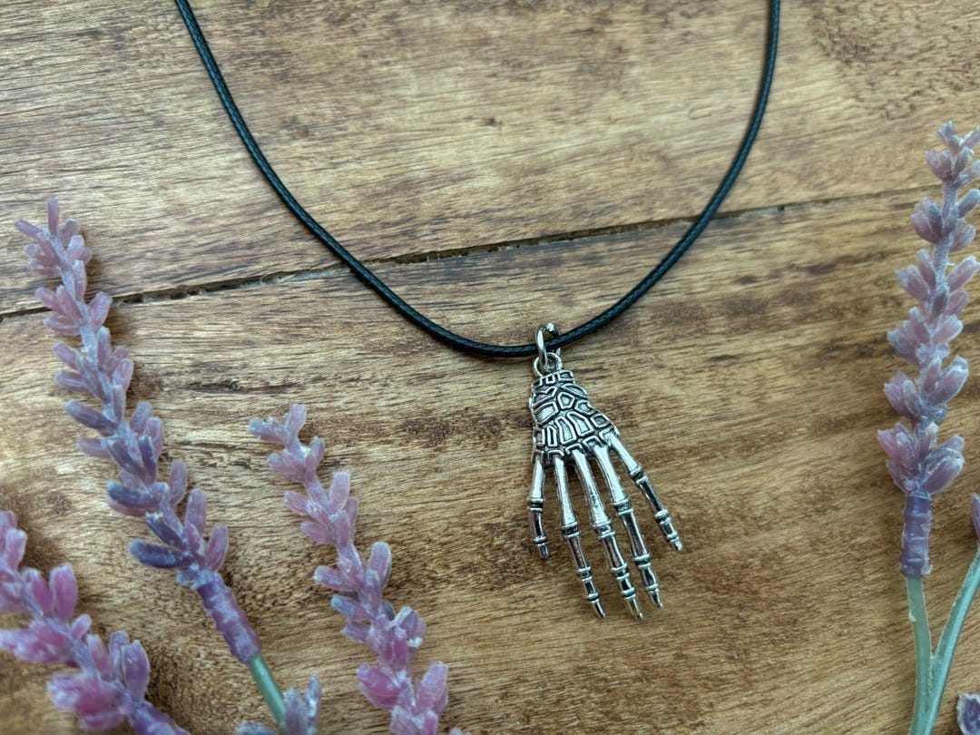 Silver Skeleton Hand Cord Pendant Necklace | Gothic | Alternative - Etsy
