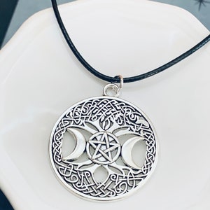 Pagan Goddess Moon Trinity Pentacle Cord Pendant Necklace - Etsy