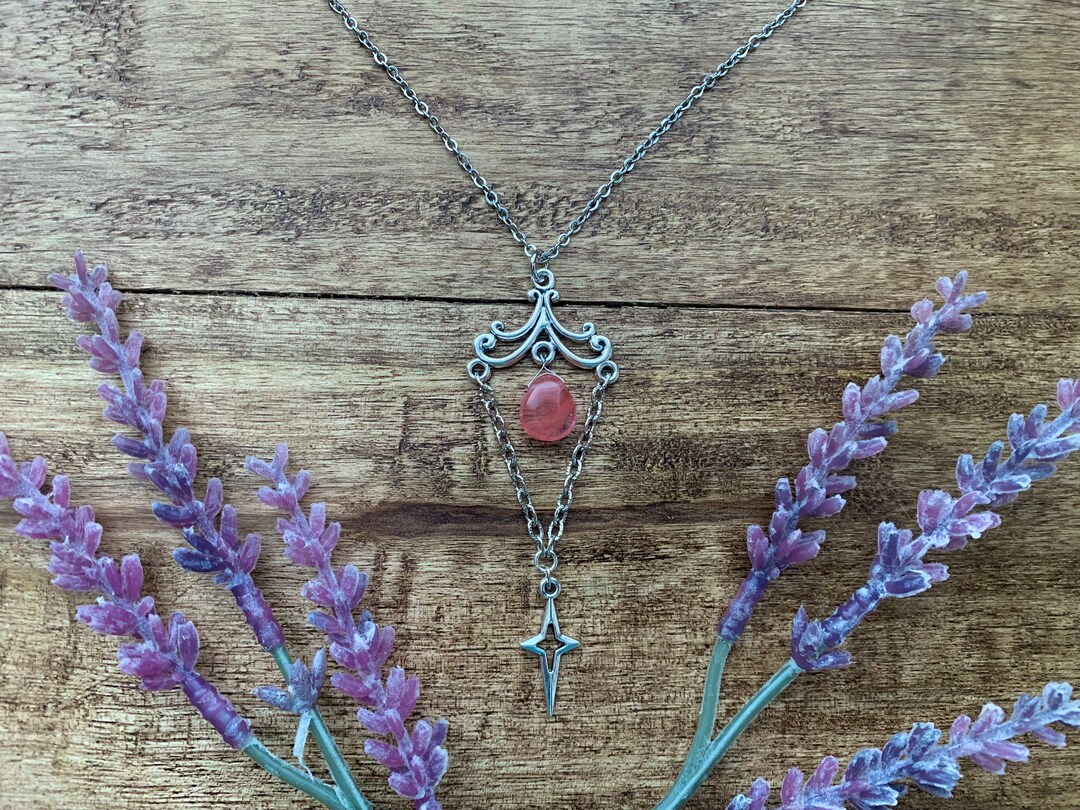 Whimsigoth Style Tiered Cherry Quartz Crystal Beaded Necklace in Silver ...