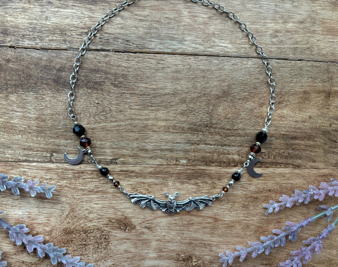 Gothic Auburn Bat Wing Choker Necklace in Silver Alloy | Whimsigoth ...