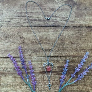 Whimsigoth Style Tiered Cherry Quartz Crystal Beaded Necklace in Silver ...