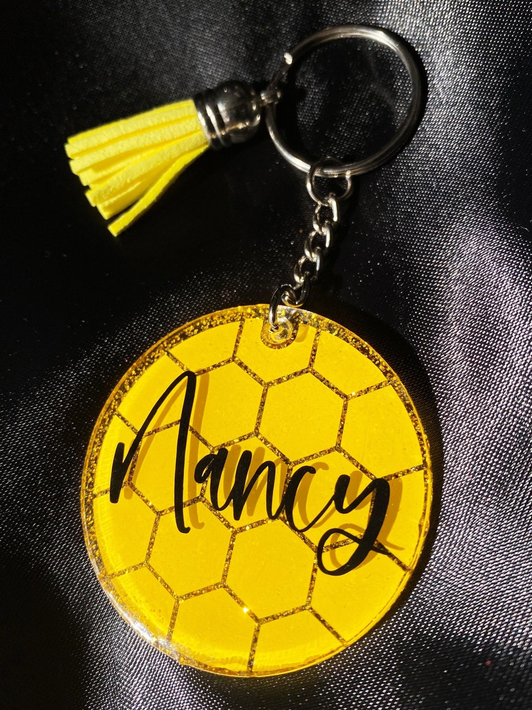 Personalized Custom Honeycomb Keychain, Cute Bee Keychain, Spring ...