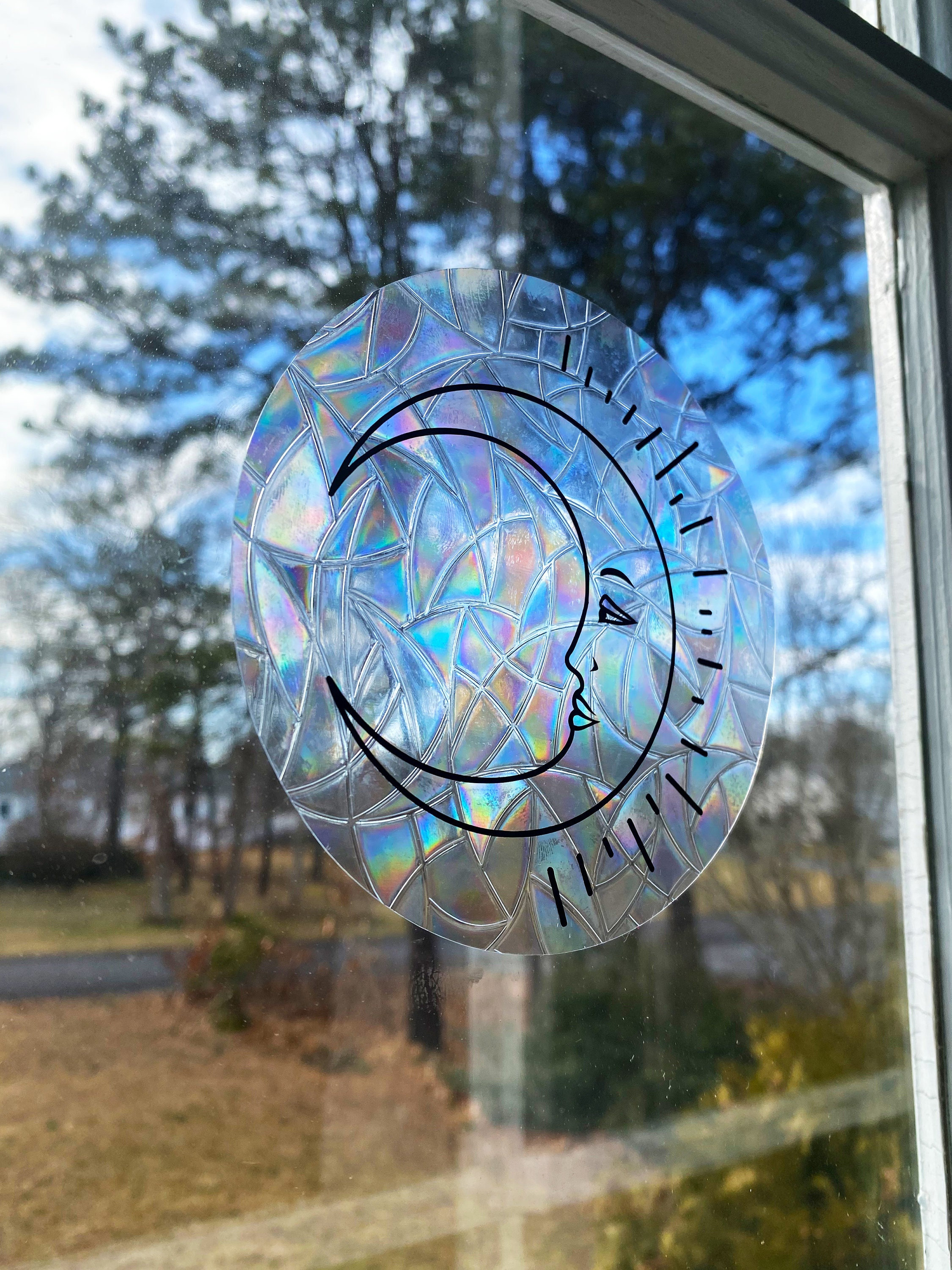 2 Pack Sun and Moon Window Cling Rainbow Suncatcher Celestial - Etsy