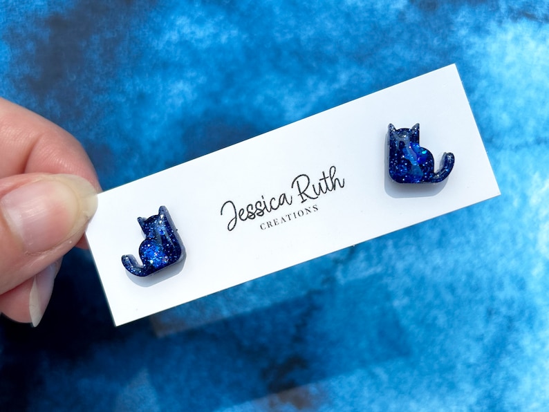 Sparkly Cat Stud Earrings: Handmade Hypoallergenic Jewelry - Etsy