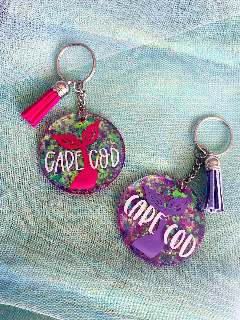 Cape Cod Mermaid Tail Keychain, Personalized Custom Gift, Summer Beach ...