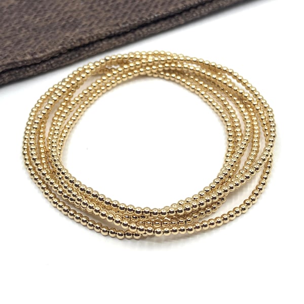 14k Gold Filled Beaded Bracelet - Etsy