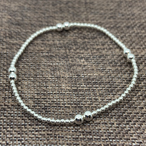 Sterling Silver Bead Bracelet - Etsy