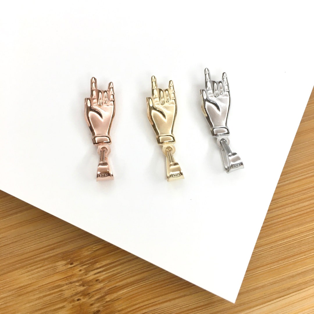 Manu Cornuto Pendant, 925 Sterling Silver Necklace Cornicello Charm ...