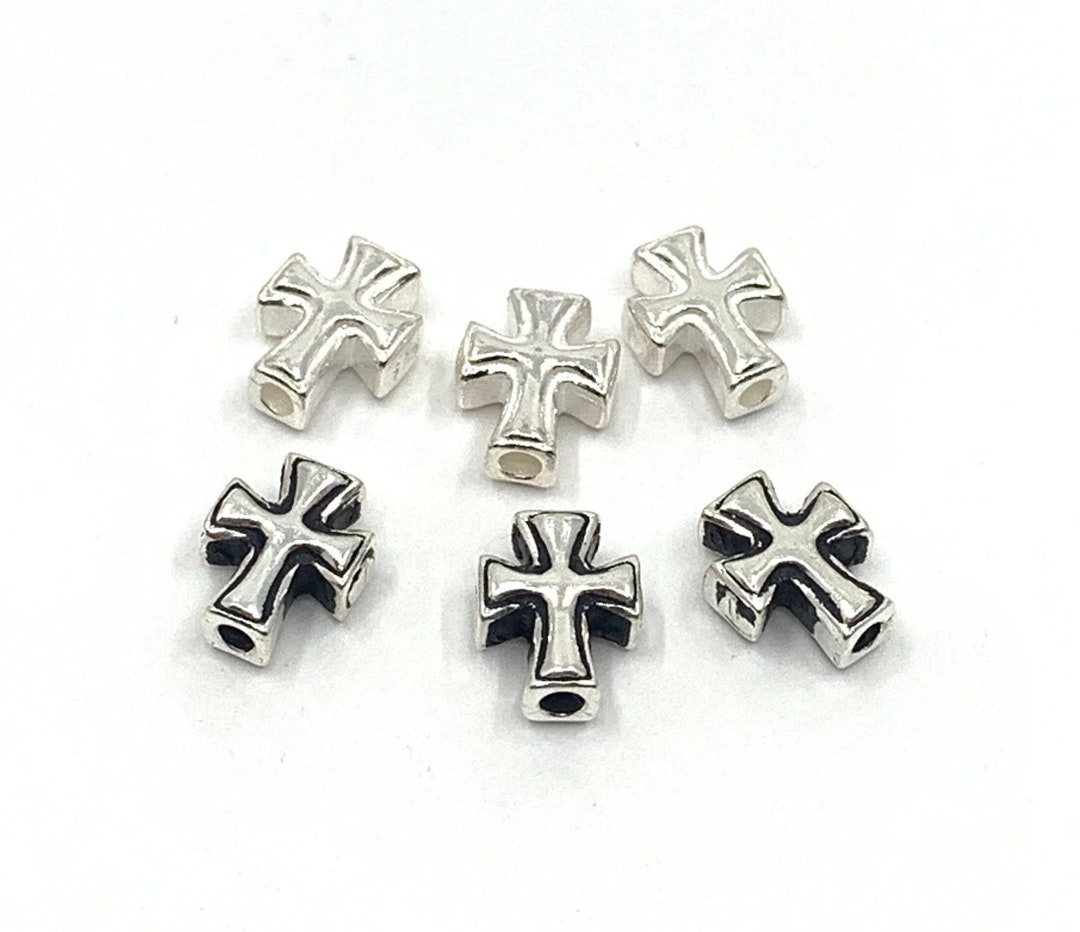 925 Sterling Silver Cross Bead, Religious Jewelry, Cross Connector Bead ...