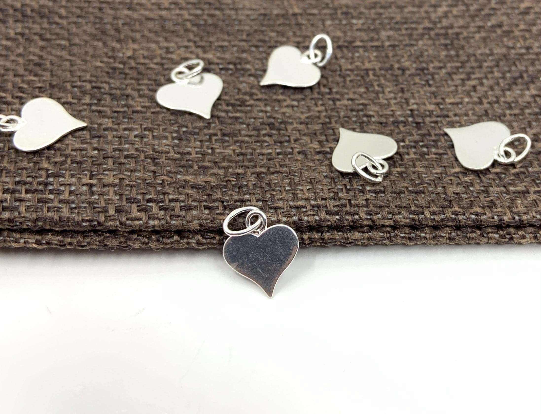 925 Sterling Silver Heart Charm, 9mm Flat Heart Charm With Loop, 1 ...