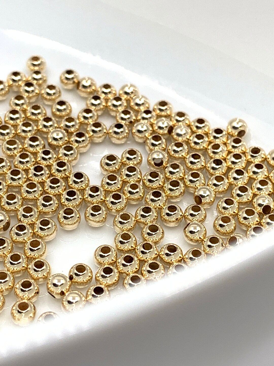 3mm 14k Gold Filled Beads, Round Seamless Beads, Loose Beads, 3mm Round ...