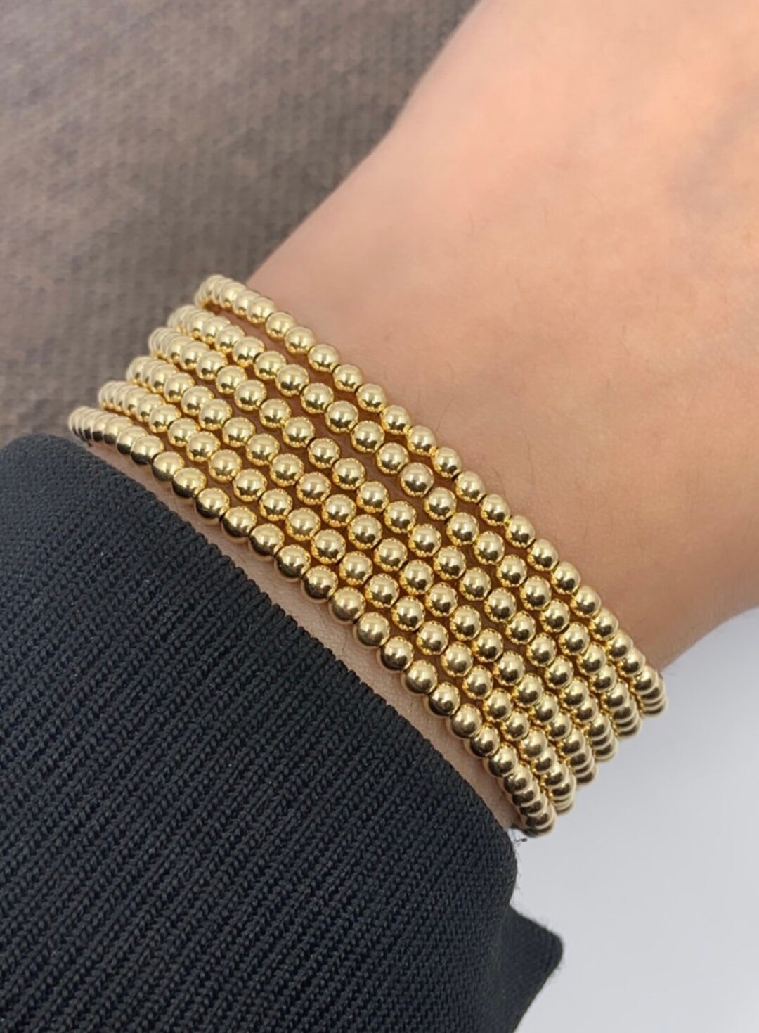 Gold Filled Ball Bracelet, 3mm 14k Gold Filled Beaded Bracelet, Non ...