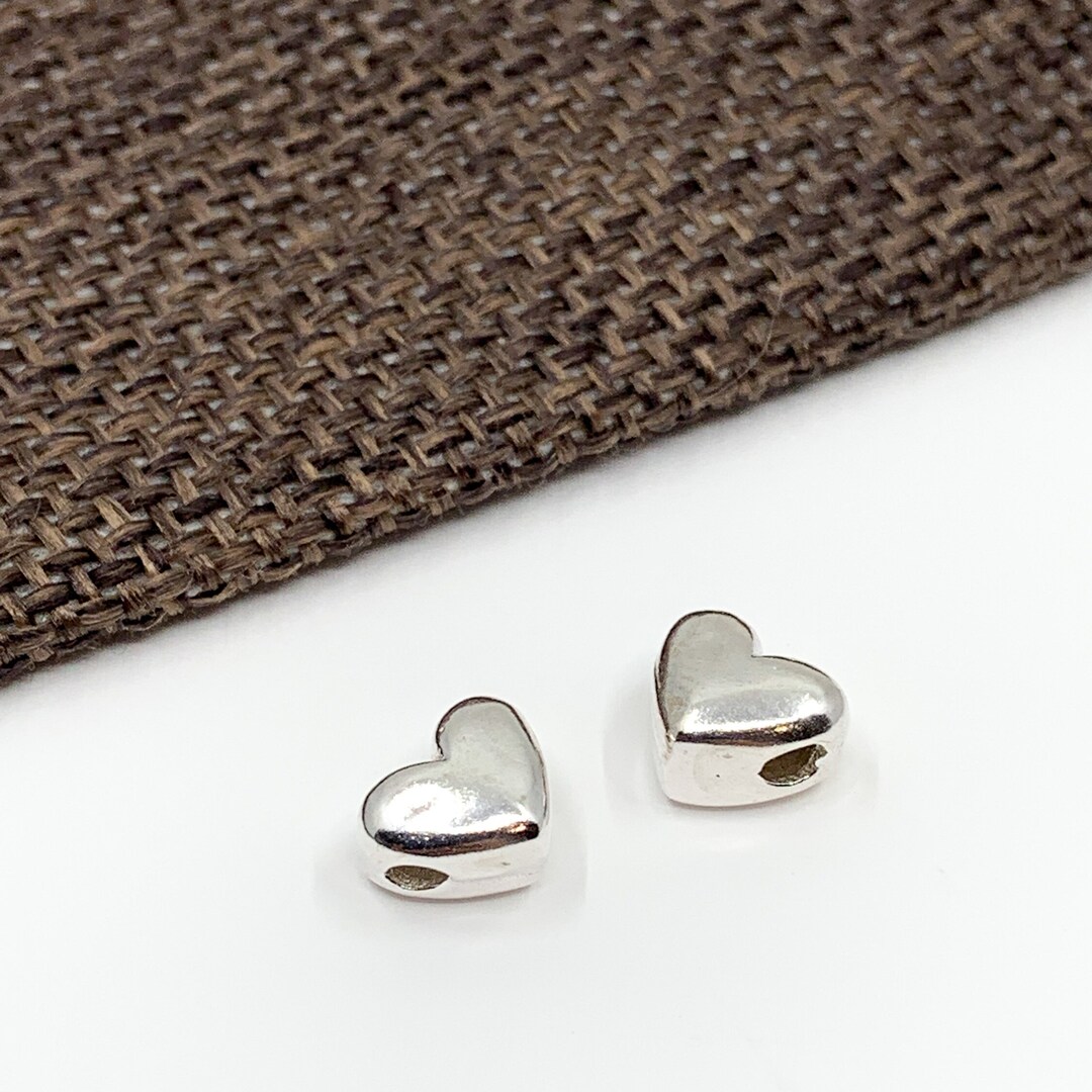 925 Sterling Silver Heart Beads, Silver Love Bead, Dainty Beads ...