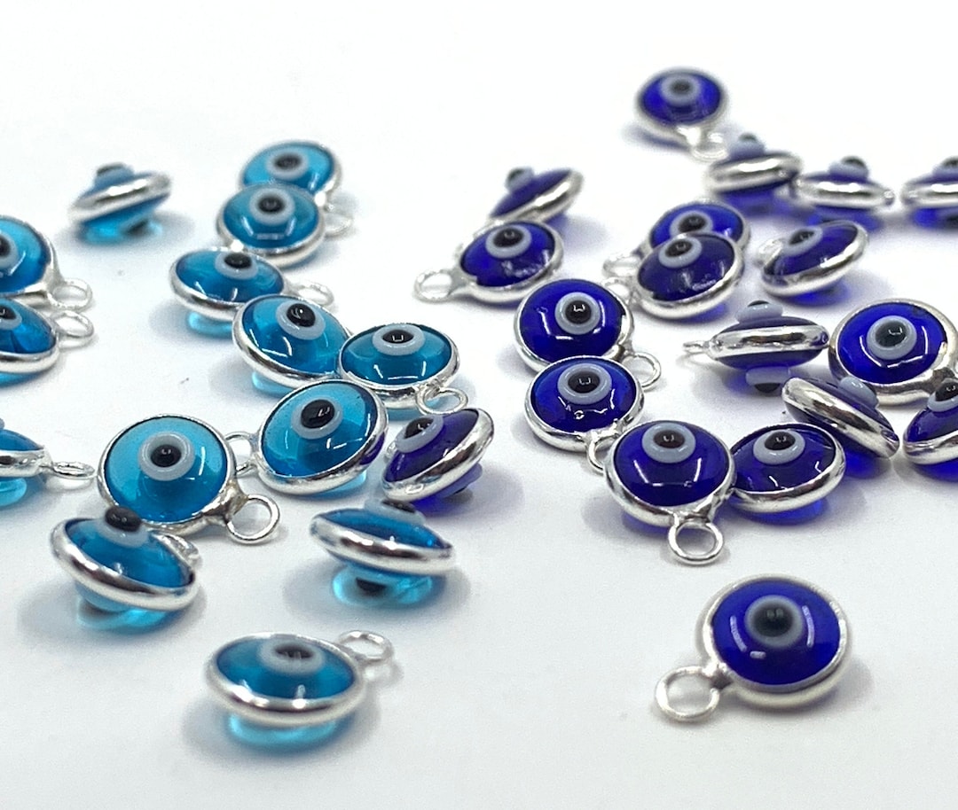 925 Sterling Silver Evil Eye Charm, Lucky Eye, 1 Pc Blue Eye Pendant ...