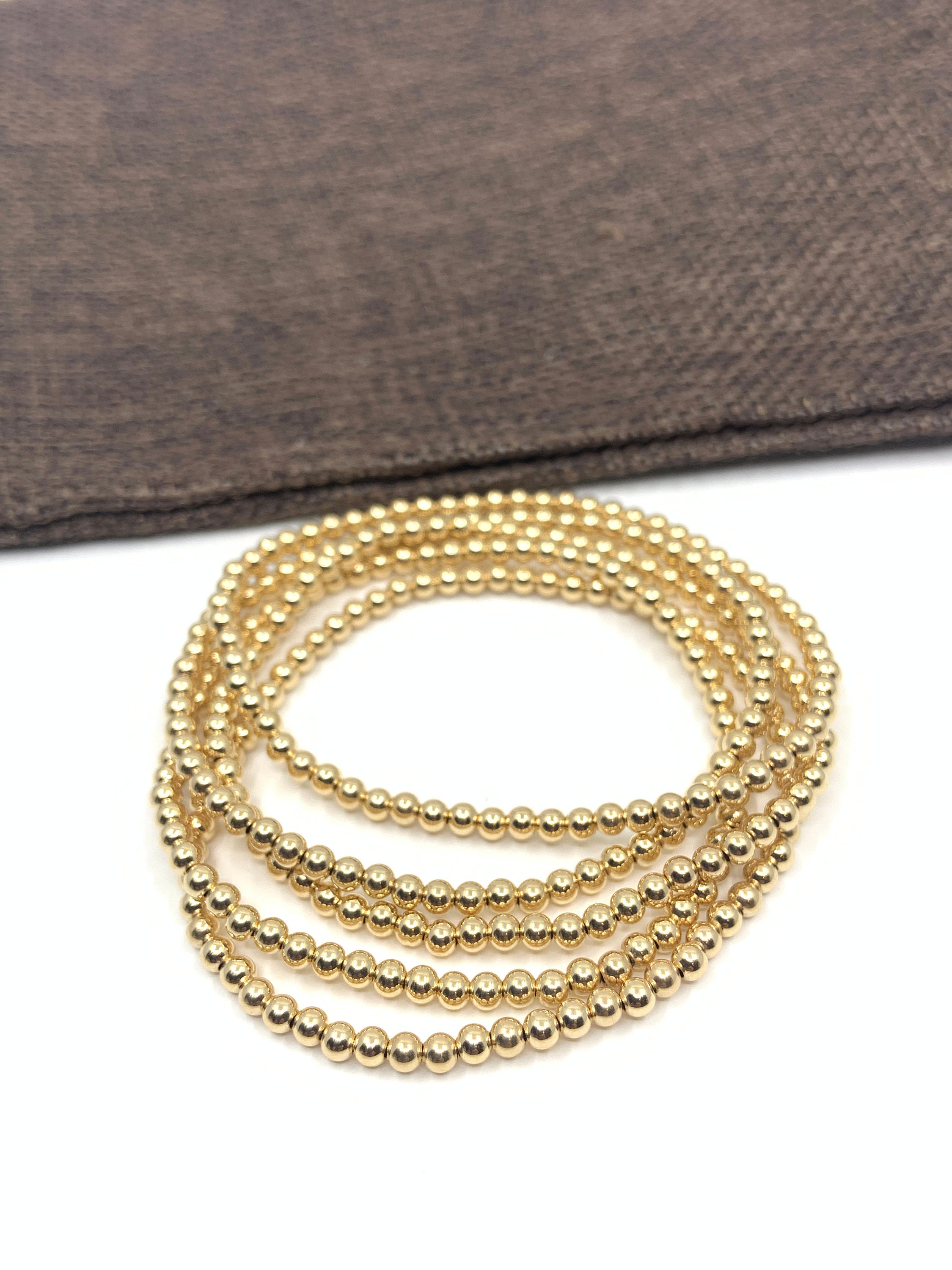 Gold Filled Ball Bracelet, 3mm 14k Gold Filled Beaded Bracelet, Non ...