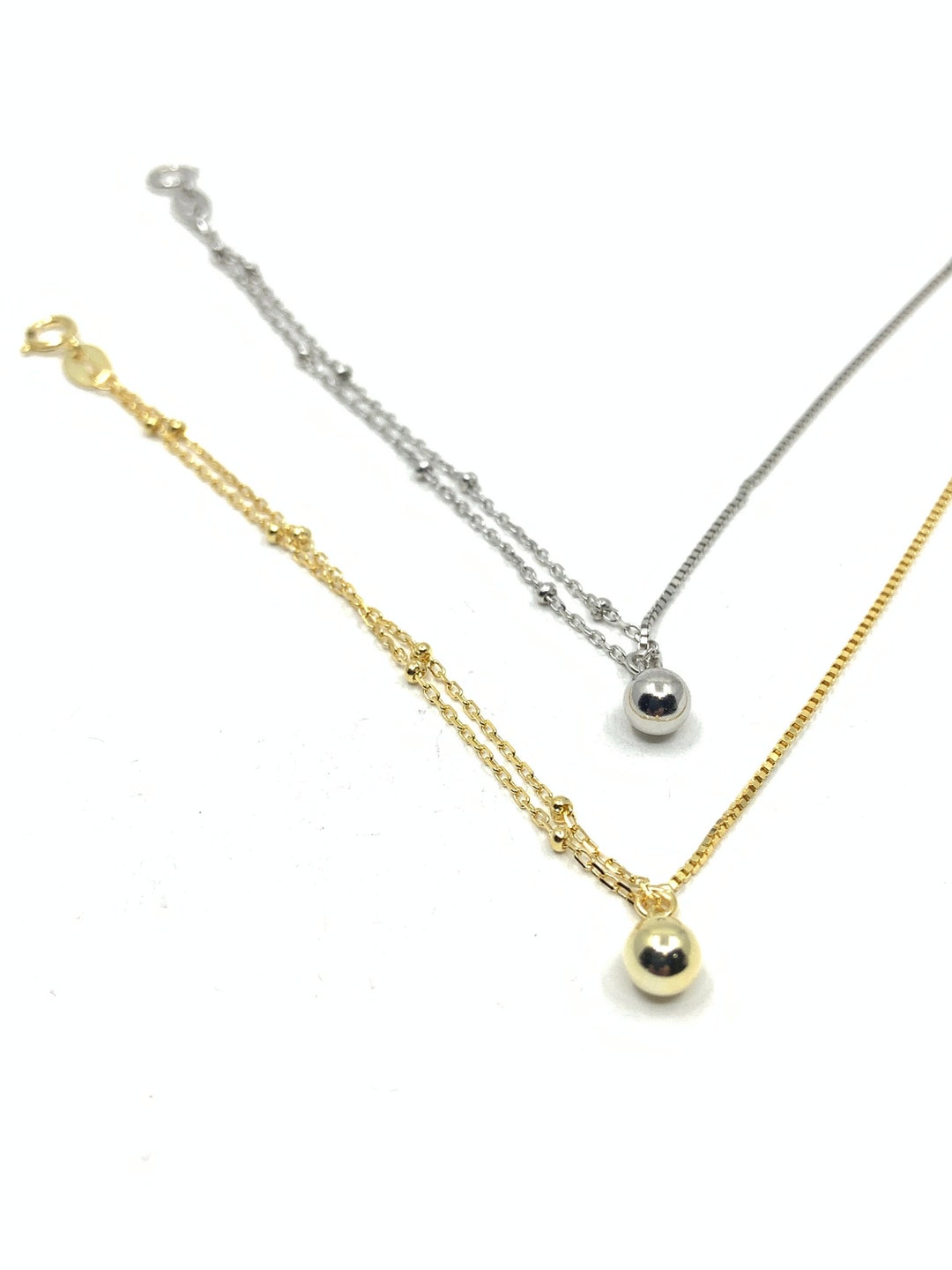 Silver Ball Chain Bracelet, Half Box Chain, Dainty Everyday Bracelet ...