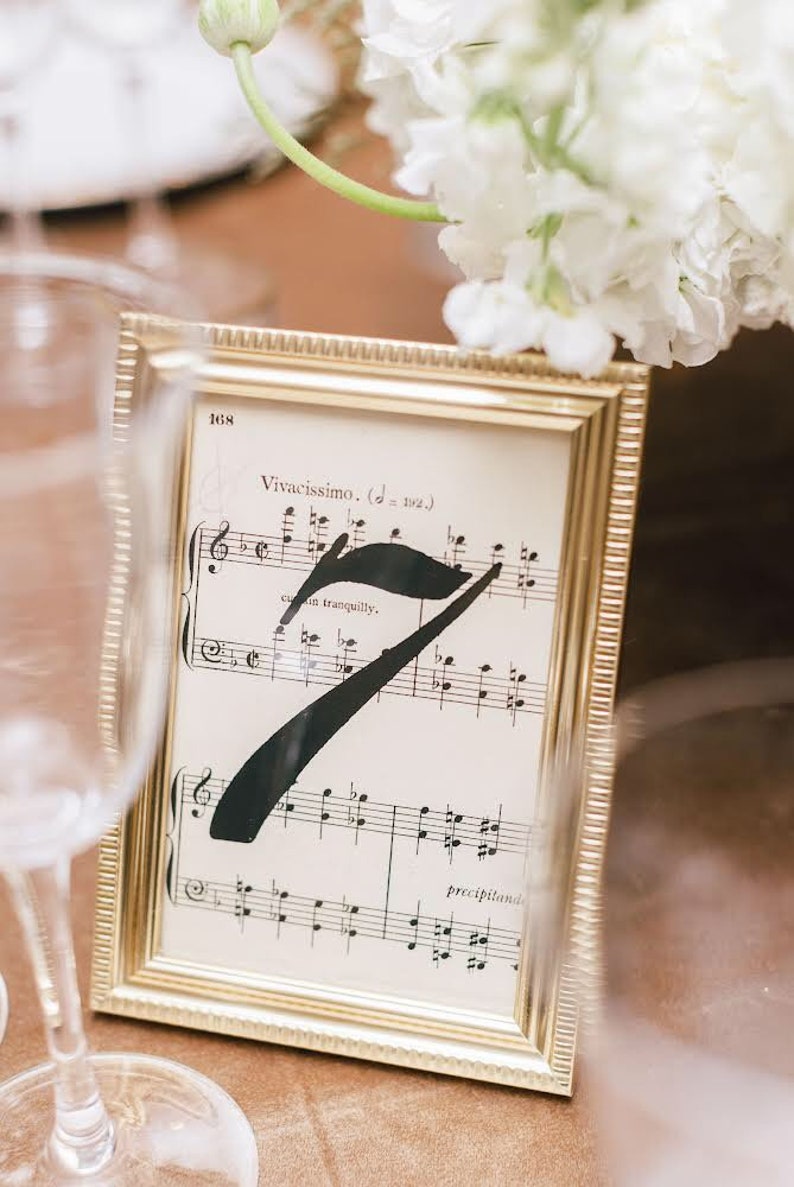 10 Vintage Sheet Music Table Numbers in Gold Frame (sold as Set) - Etsy
