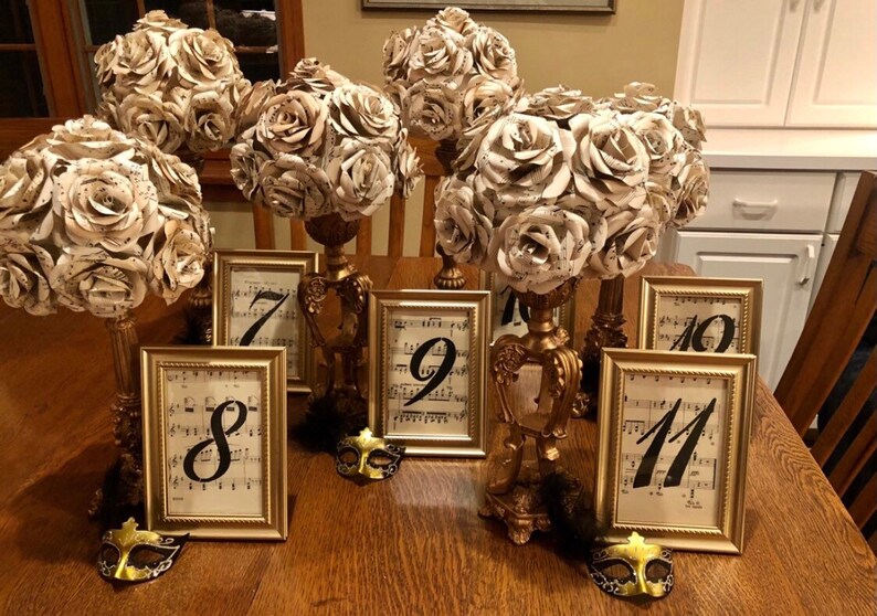10 Vintage Sheet Music Table Numbers in Gold Frame (sold as Set) - Etsy